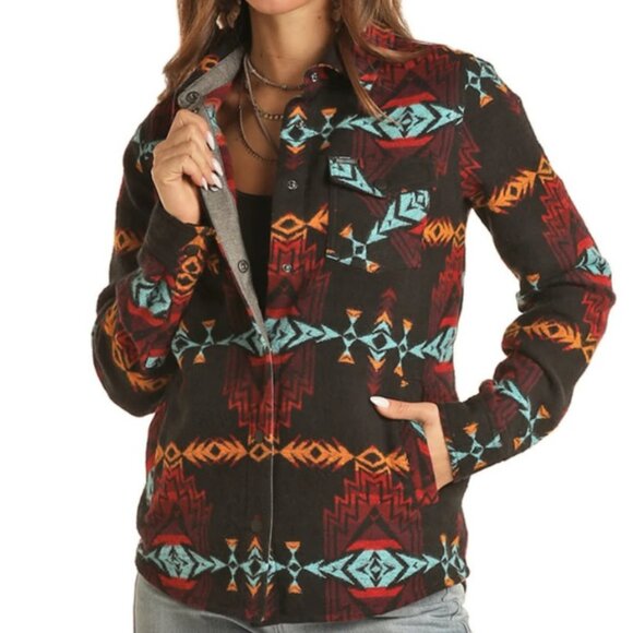 Rock & Roll Denim | Jackets & Coats | Rock Roll Denim Womens Black Southwest Shirt Jacket ...